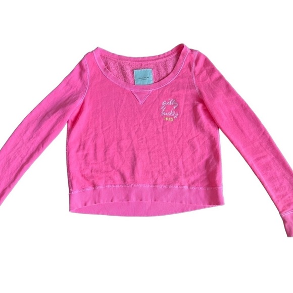 Gilly Hicks | Tops | Gilly Hicks Bright Pink Crop Sweatshirt M | Poshmark